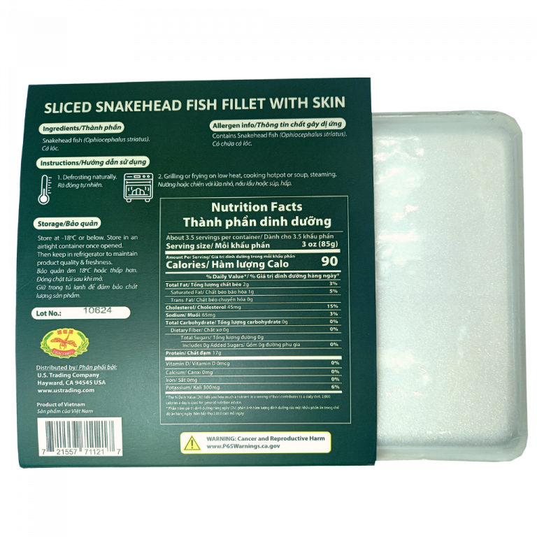 Sliced Snakehead Fish Fillet With Skin // Cá Lóc Phi Lê Cắt Lát - Chuon ...
